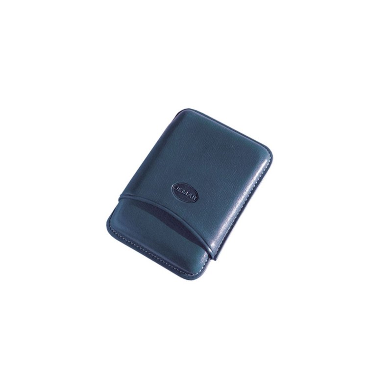 Smooth leather cigar case for 3 Tuscan cigars Blue color, Jemar